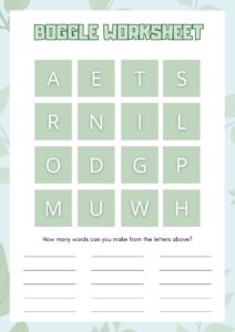 Free Printable Boggle Worksheets [PDF] - Printables Hub