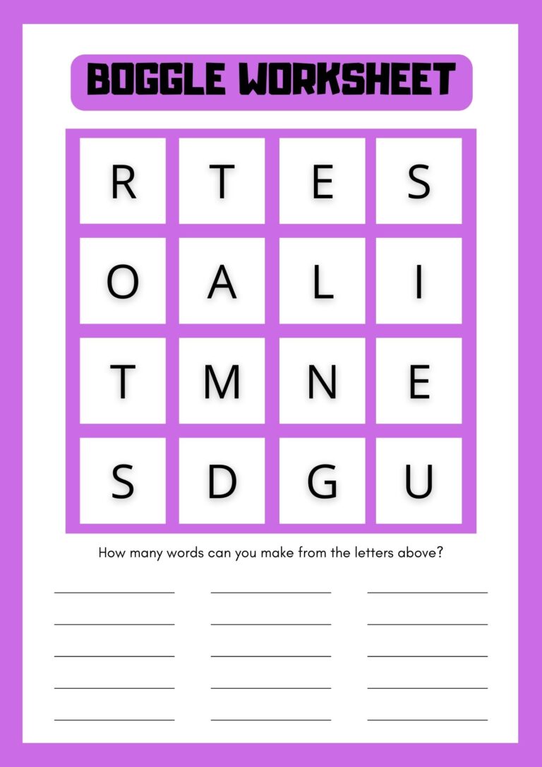 Free Printable Boggle Worksheets [PDF] - Printables Hub