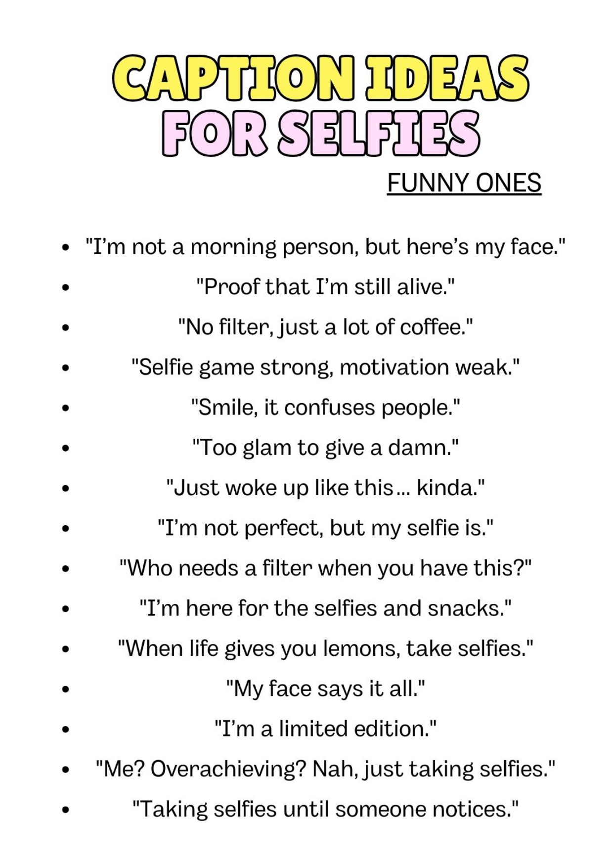 Printable List Of Instagram Caption Ideas - Printables Hub