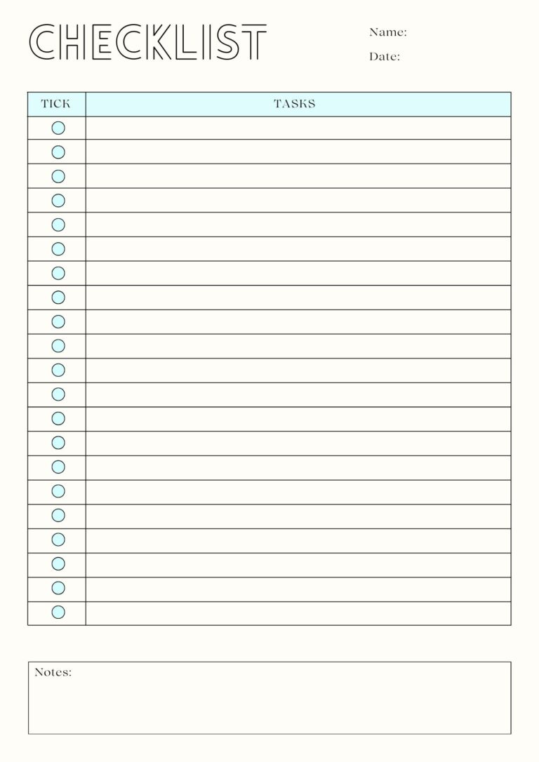 Printable Blank Checklist Templates [PDF] - Printables Hub