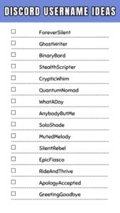 Free Printable List Of Awesome DISCORD Username Ideas - Printables Hub