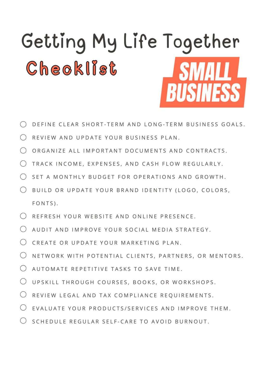 Printable Getting My Life Together Checklist [PDF Included ...