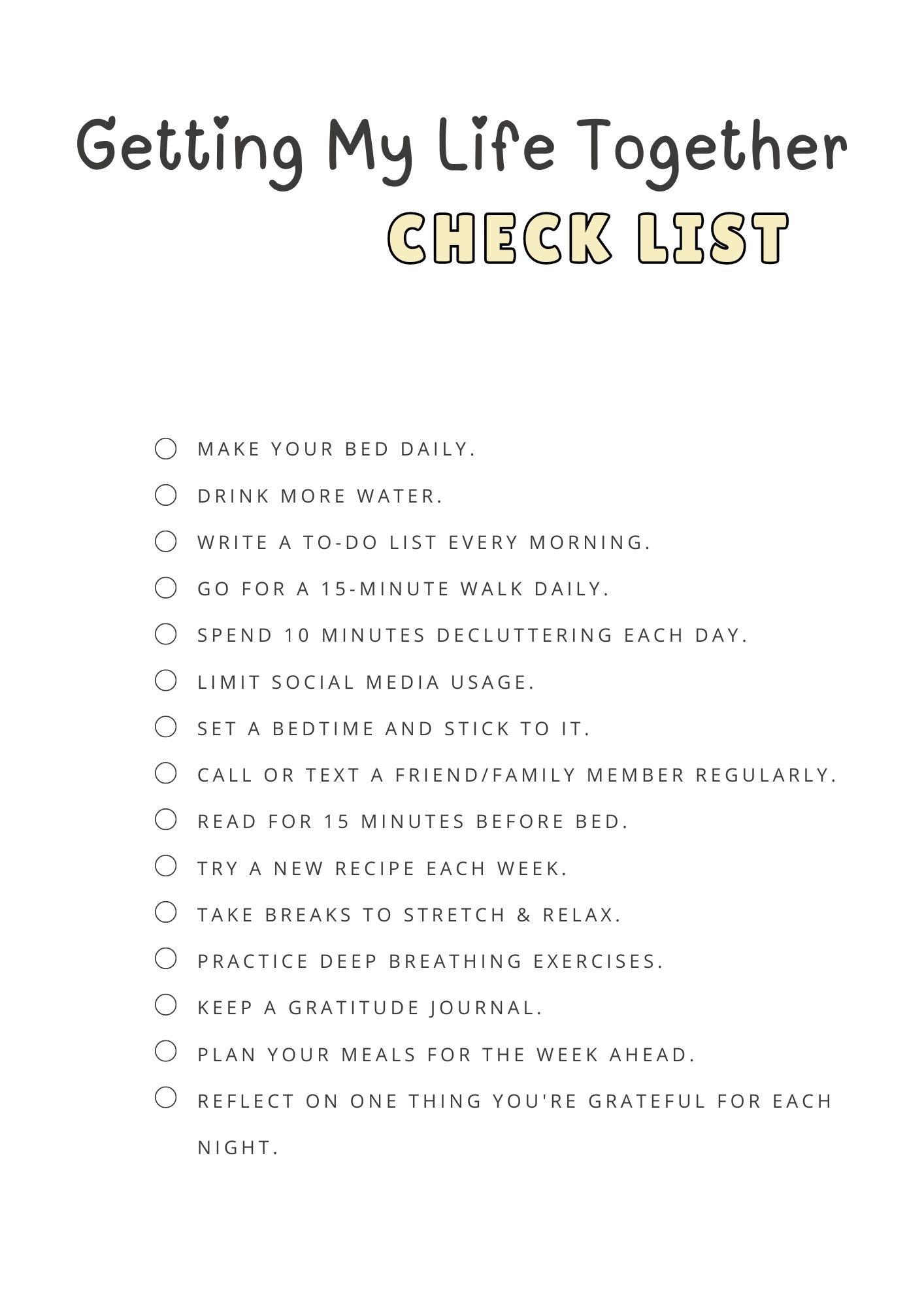 Printable Getting My Life Together Checklist [PDF Included ...