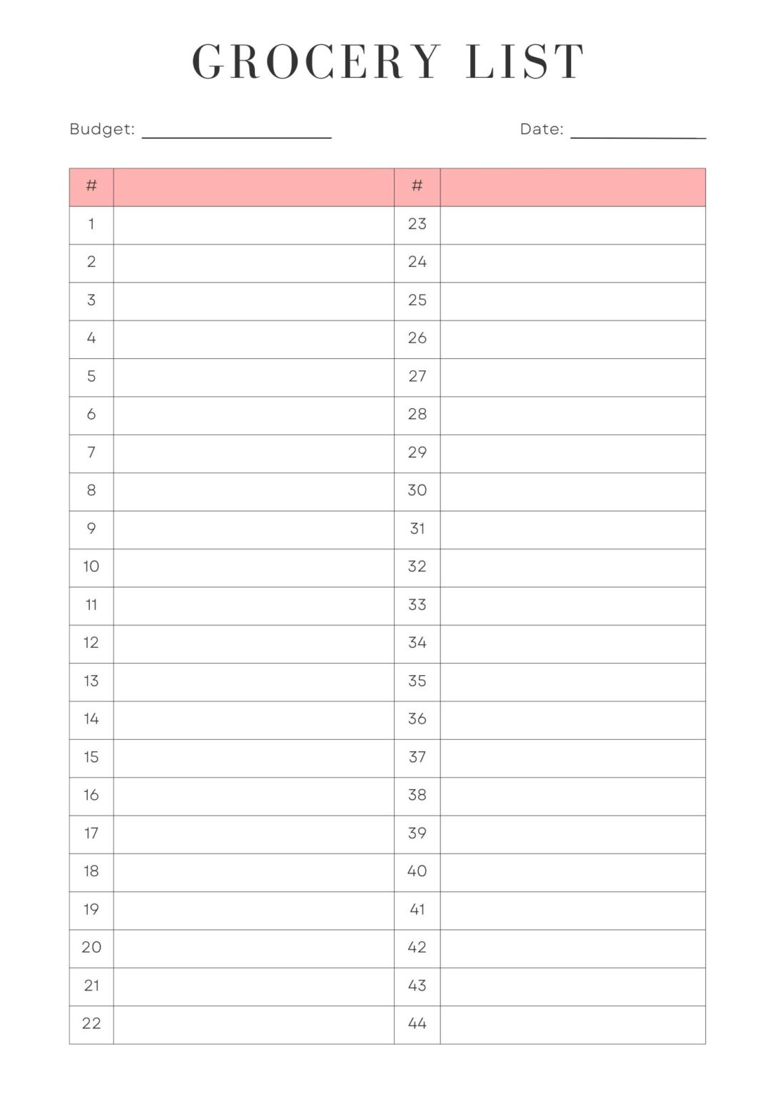 Free Printable Blank Grocery List Templates [PDF Included] - Printables Hub