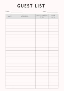 Printable Blank Guest List Templates [Free PDF Included] - Printables Hub