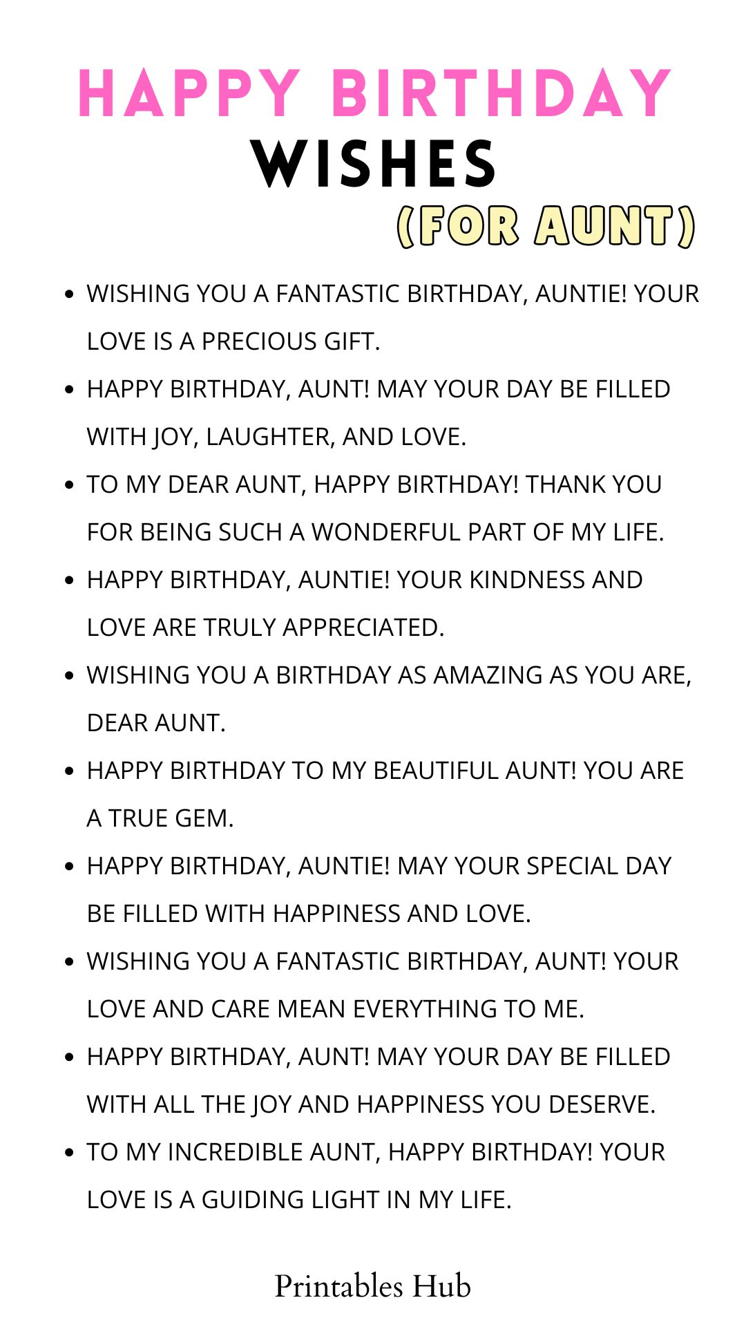 Printable Lists Of Happy Birthday Wishes - Printables Hub