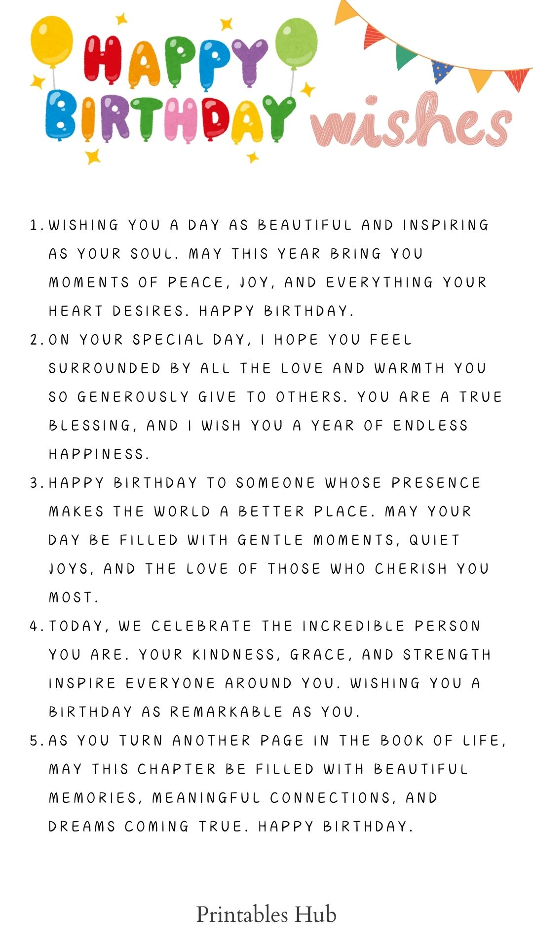 Printable Lists Of Happy Birthday Wishes - Printables Hub