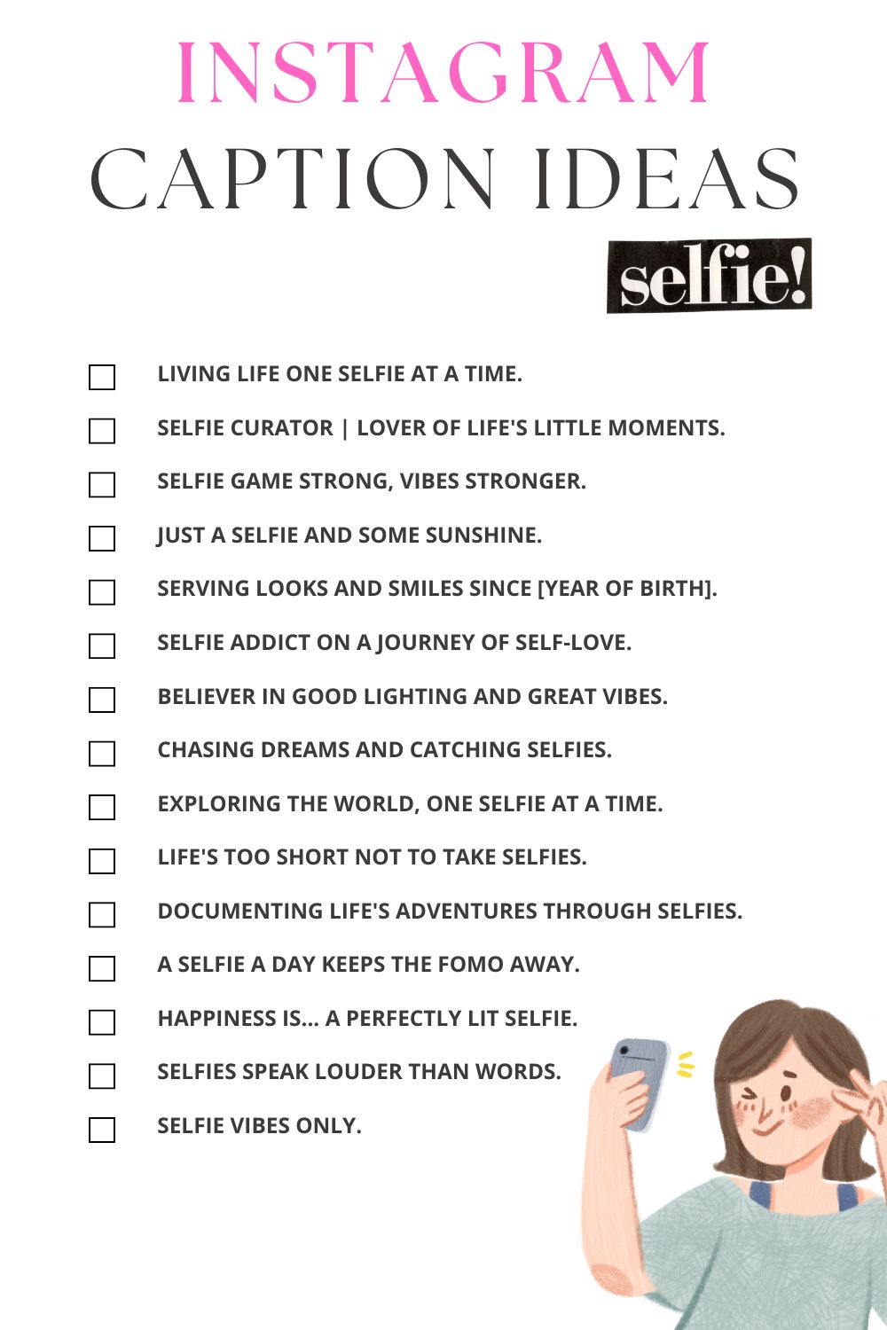 Printable List Of Instagram Caption Ideas - Printables Hub