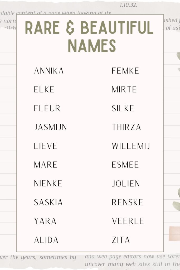 Printable List Of Rare and Beautiful Names - Printables Hub