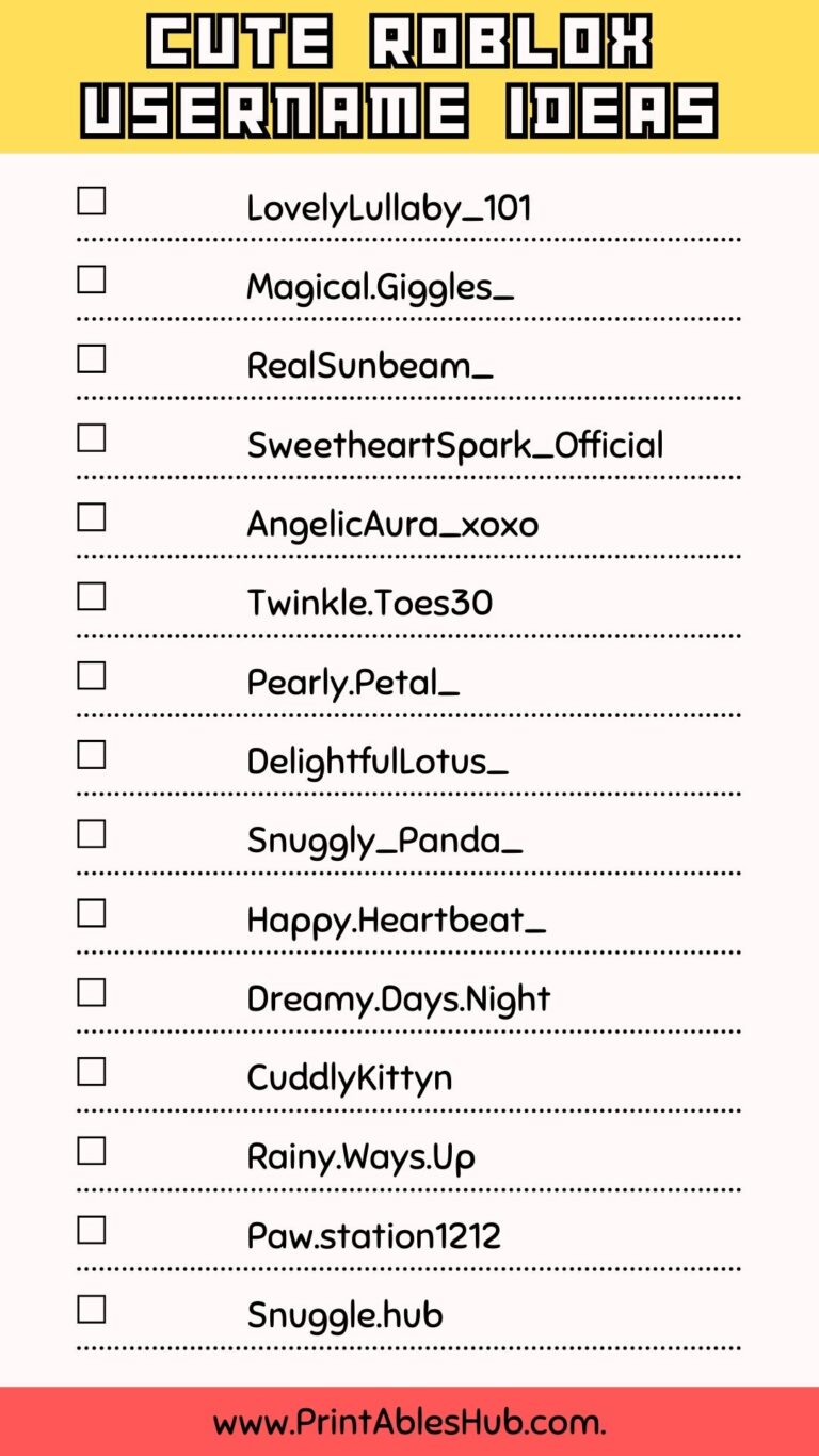 Printable List Of Roblox Username Ideas - Printables Hub