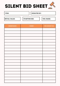 Free Printable Blank Silent Auction Bid Templates [PDF Included ...
