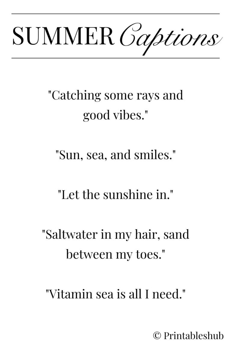 Printable List Of Instagram Caption Ideas - Printables Hub