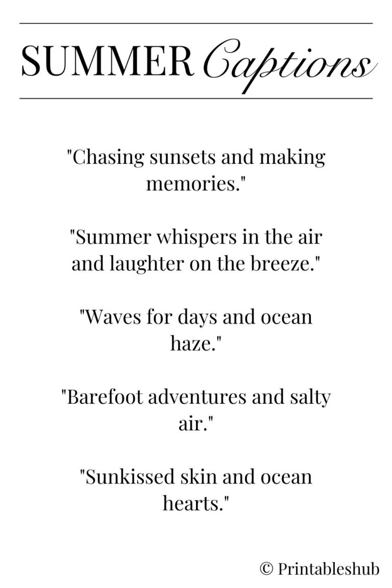 Printable List Of Instagram Caption Ideas - Printables Hub