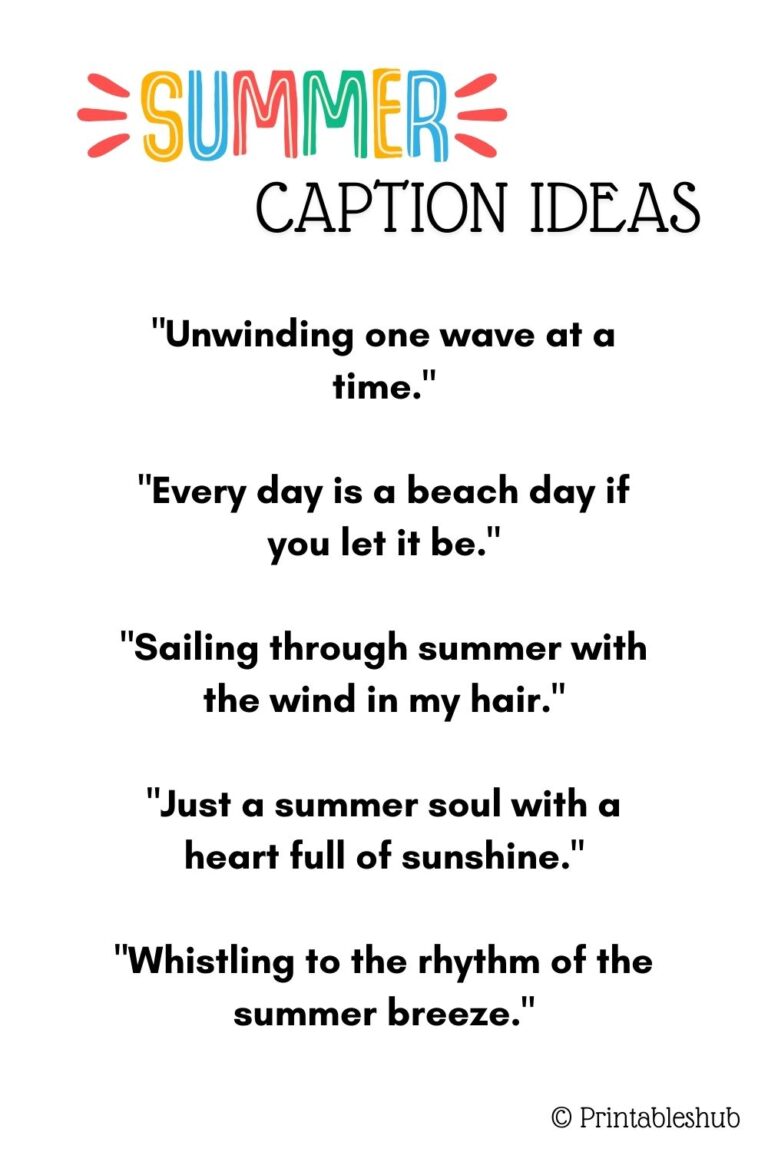 Printable List Of Instagram Caption Ideas - Printables Hub