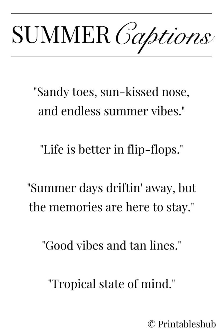 Printable List Of Instagram Caption Ideas - Printables Hub