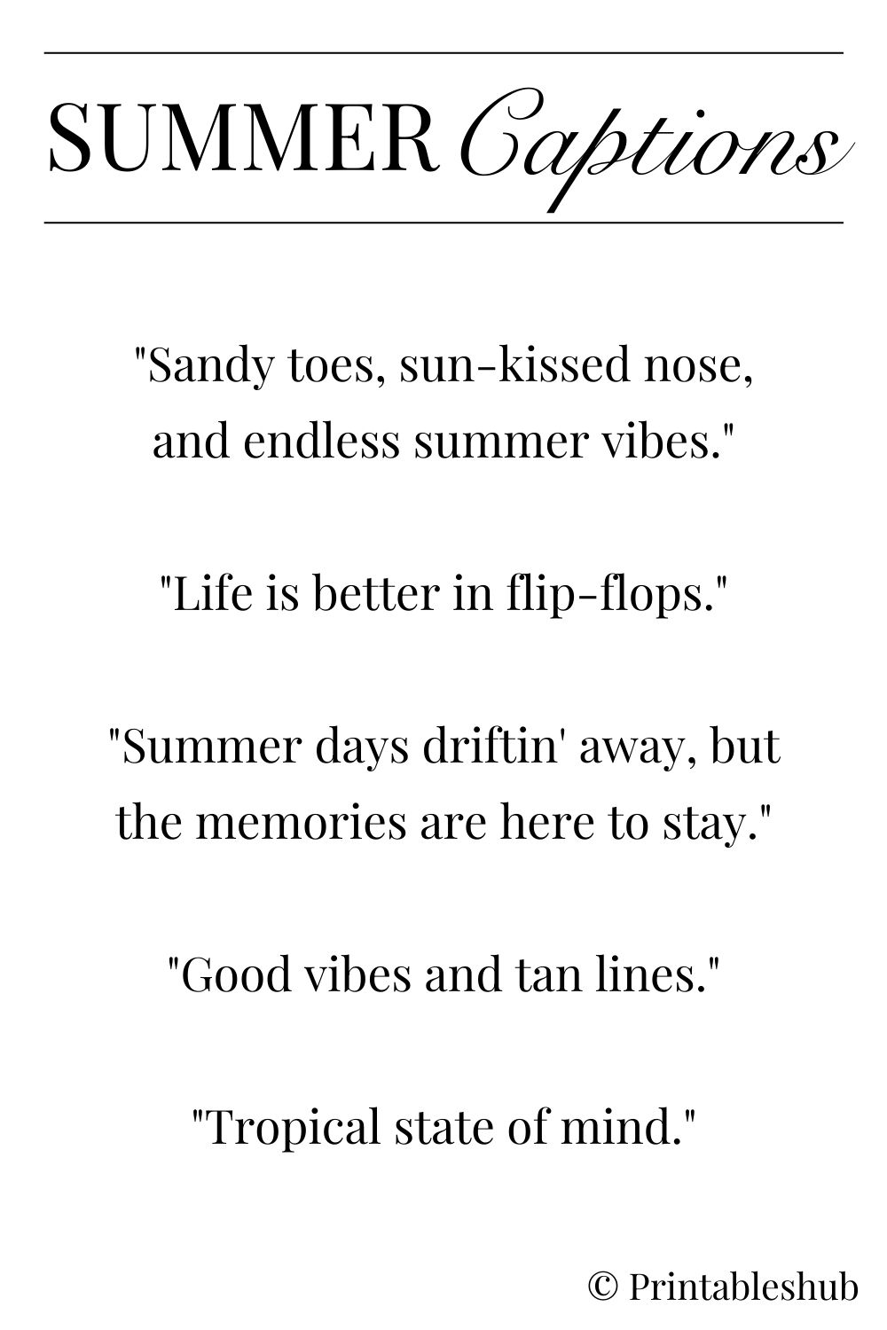 Printable List Of Instagram Caption Ideas - Printables Hub