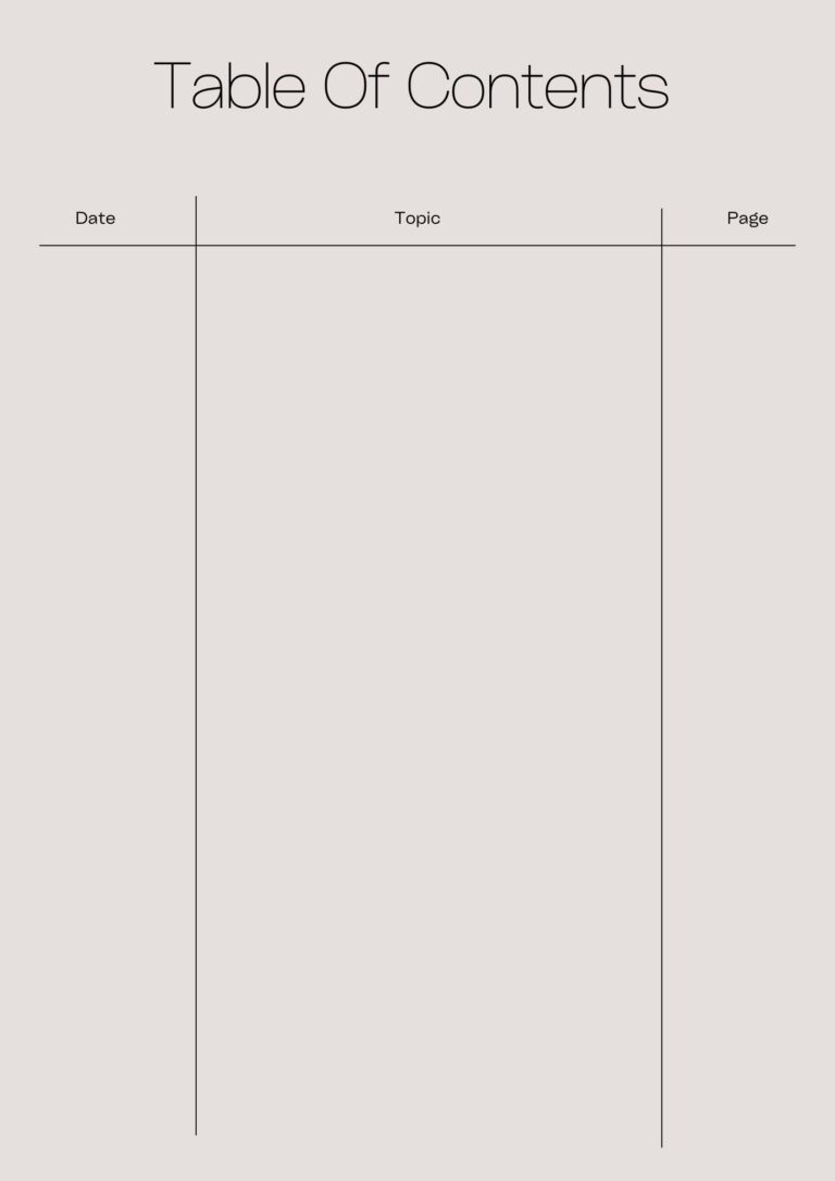Free Printable Blank Table Of Contents Templates [PDF Included ...