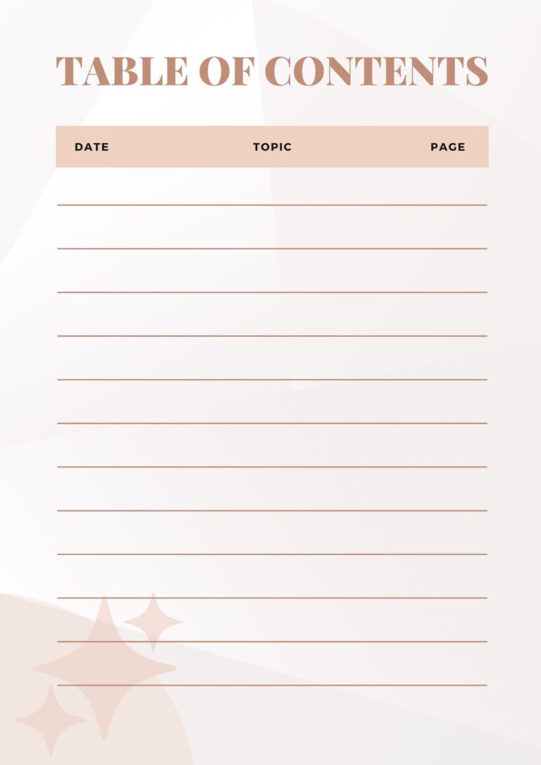 Free Printable Blank Table Of Contents Templates [PDF Included ...