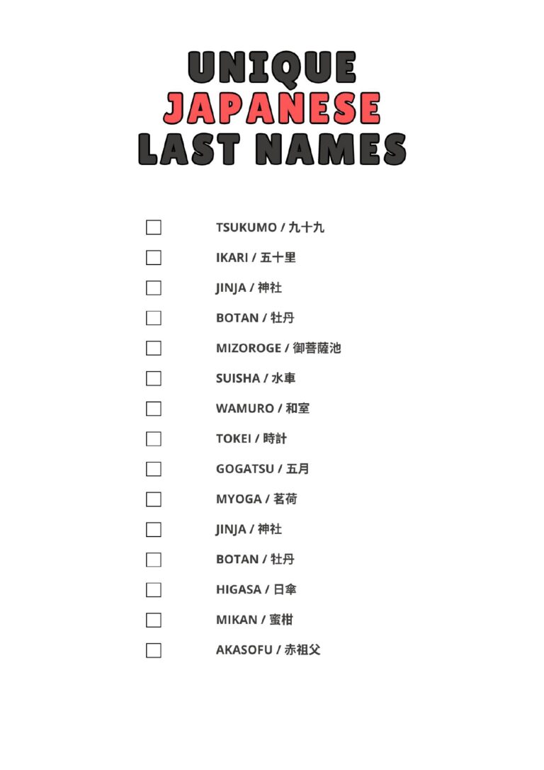 Printable List Of Unique Last Names [PDF Included] - Printables Hub