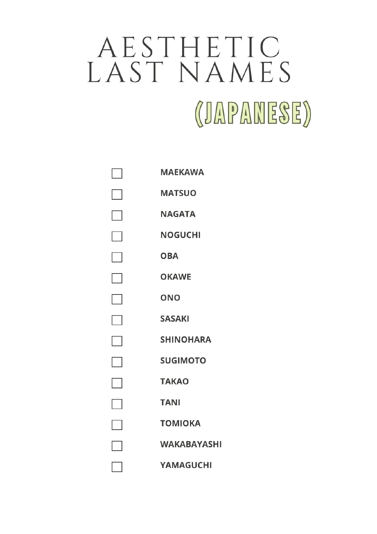 Printable List Of Unique Last Names [PDF Included] - Printables Hub