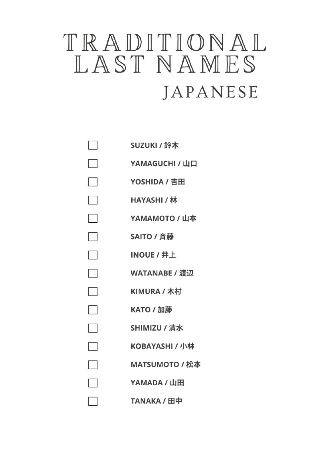 Printable List Of Unique Last Names [PDF Included] - Printables Hub