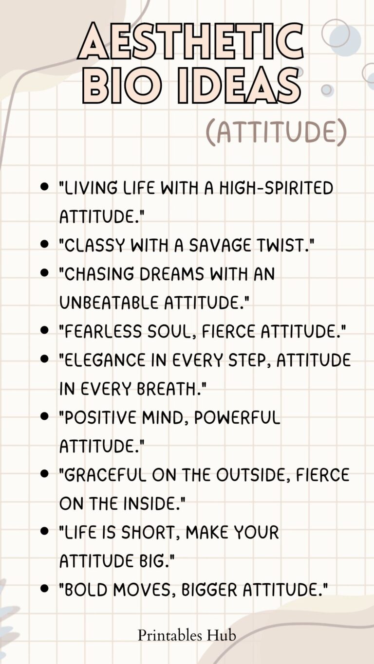 Printable List Of Aesthetic Bio Ideas [PDF Included] - Printables Hub
