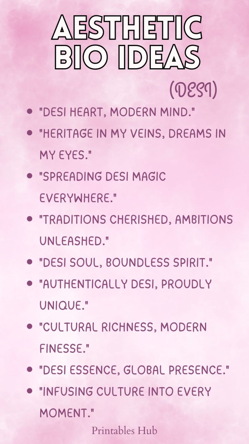 Printable List Of Aesthetic Bio Ideas [PDF Included] - Printables Hub