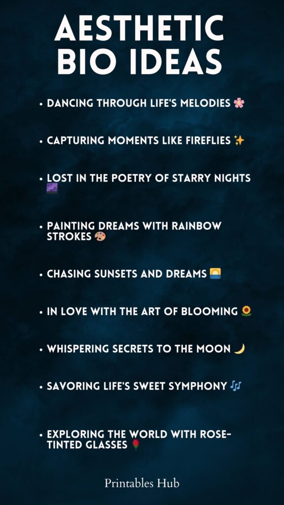 Printable List Of Aesthetic Bio Ideas [PDF Included] - Printables Hub