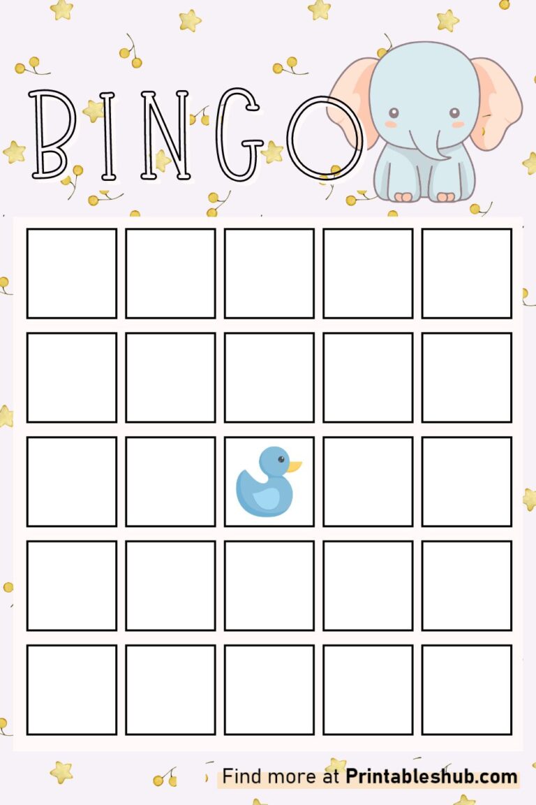 Printable Blank Baby Shower Bingo Templates [PDF Included] - Printables Hub