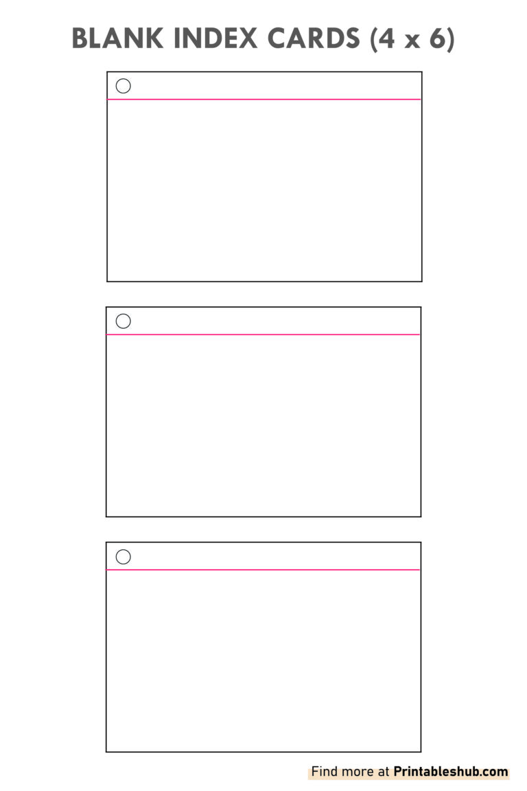 Printable Blank Index Cards {3x5, 4x6, 5x7, 5x8} Templates With PDF ...