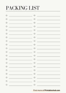 Free Printable Blank Packing List Templates [PDF Included] - Printables Hub