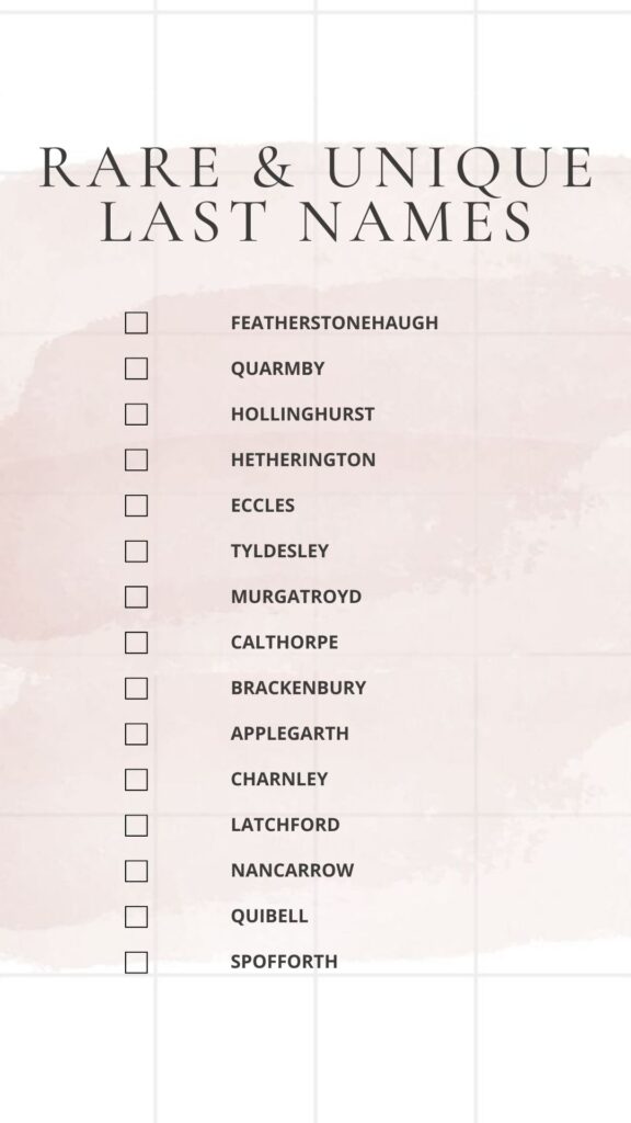 Printable List Of Unique Last Names [PDF Included] - Printables Hub