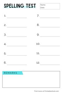Blank Spelling Test Templates {10,12,15,18, 20,25 words} [PDF Included ...