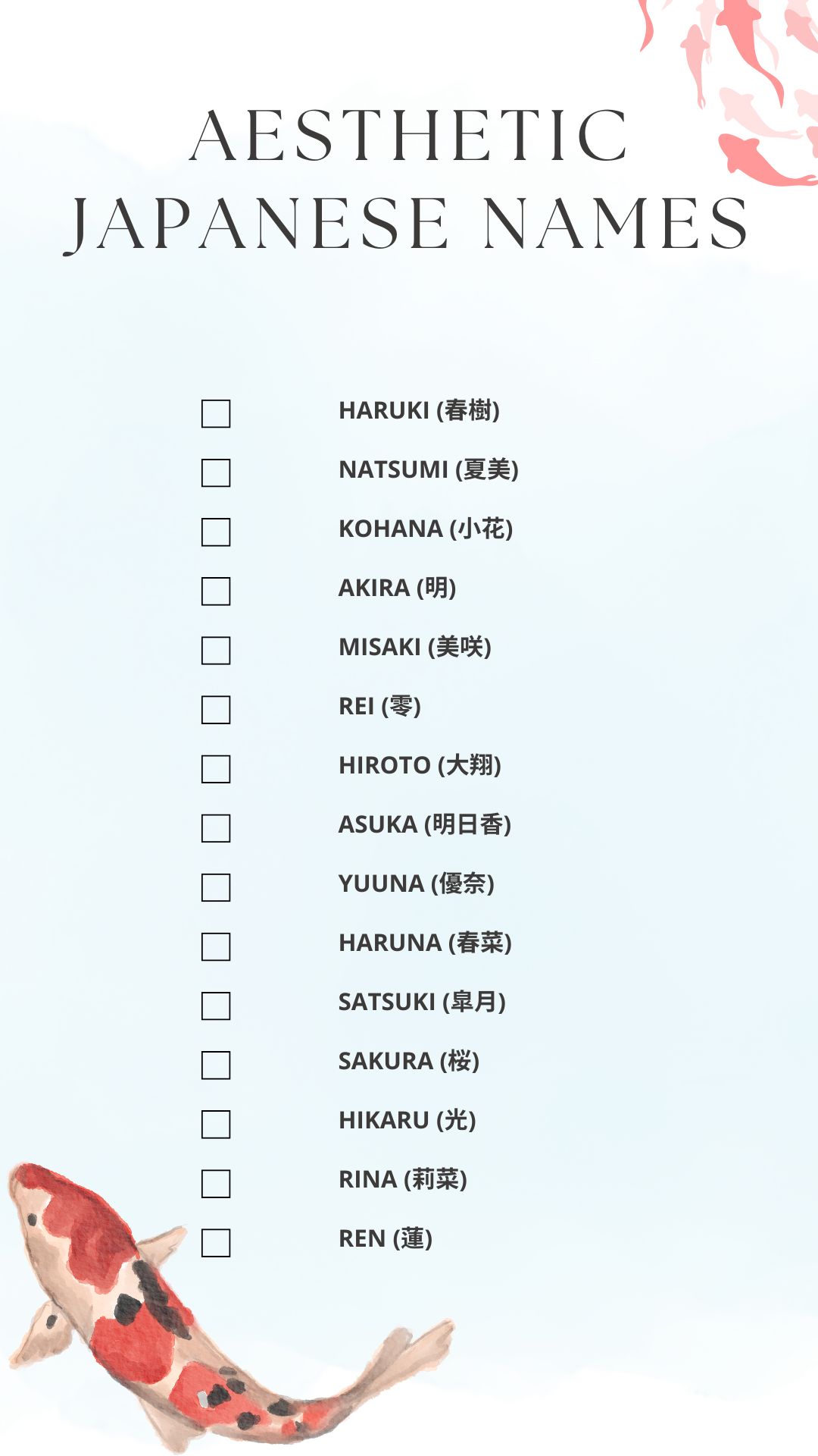 Printable Lists Of Japanese Names - Printables Hub