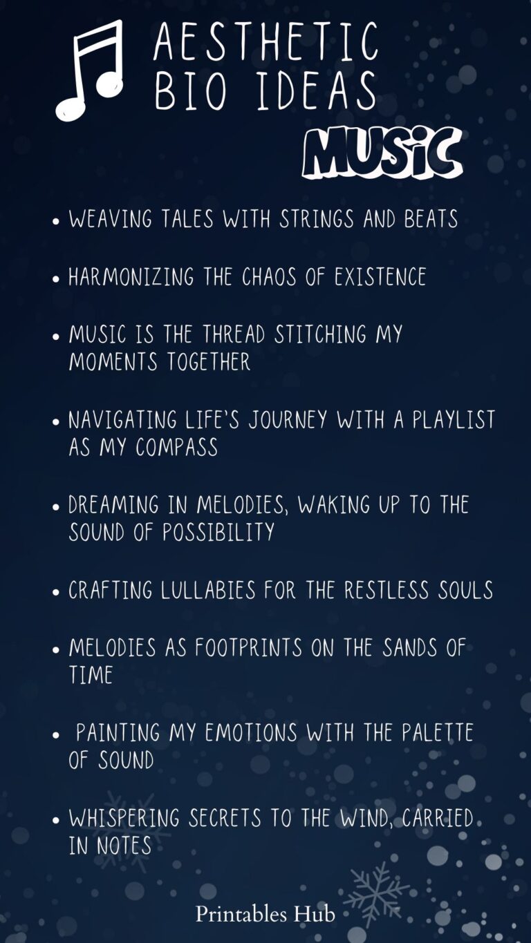 Printable List Of Aesthetic Bio Ideas [PDF Included] - Printables Hub