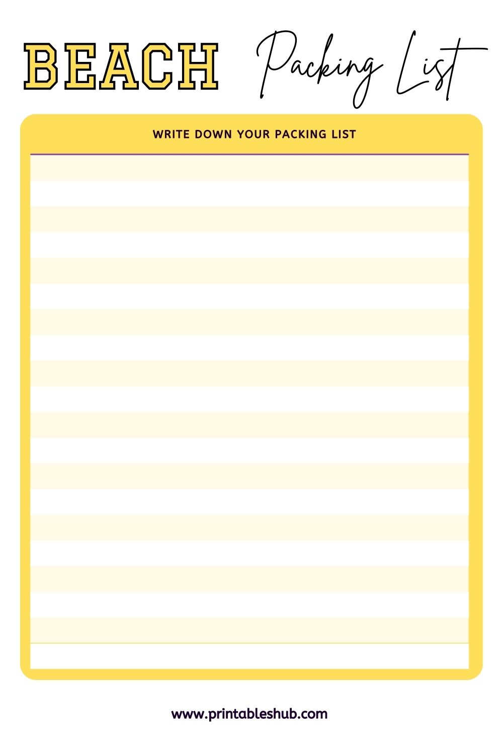Printable Blank Beach Packing List Templates - Printables Hub