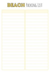 Printable Blank Beach Packing List Templates - Printables Hub