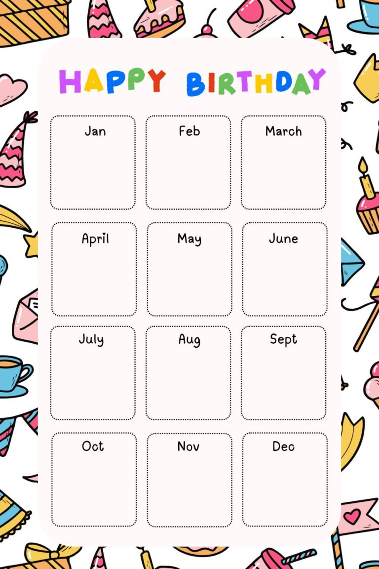 Free Printable Birthday Charts For Classroom [PDF] - Printables Hub