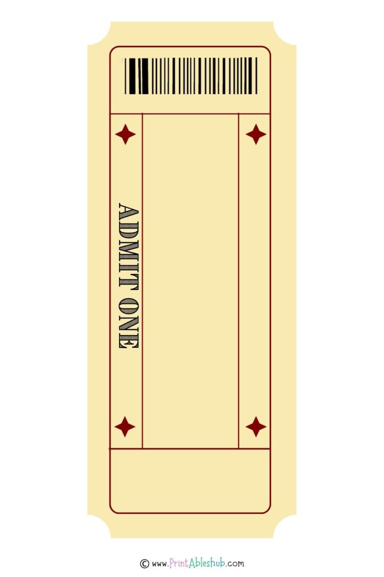 Free Printable Blank Ticket Design Templates [PDF Included ...