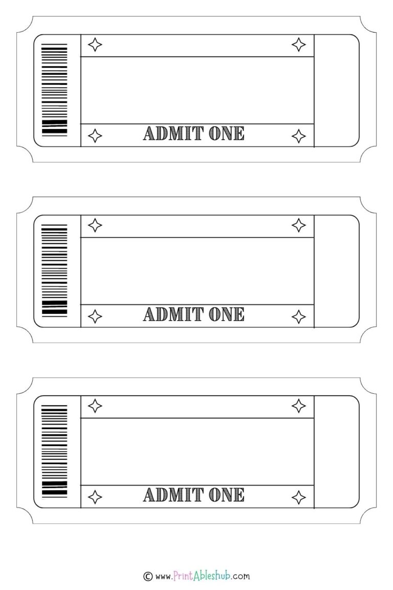 Free Printable Blank Ticket Design Templates [PDF Included ...