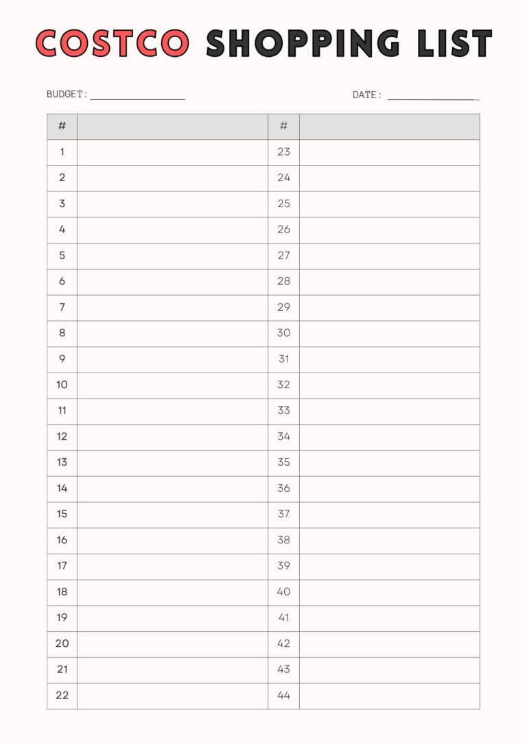Printable Costco Shopping Lists [PDF Included] - Printables Hub