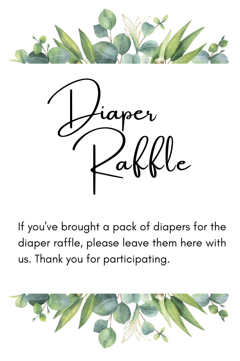 Printable Diaper Raffle Sign Templates - Printables Hub