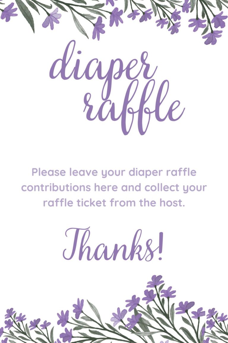 Printable Diaper Raffle Sign Templates - Printables Hub