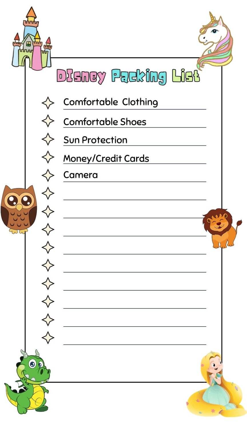 Printable Disney Packing Checklists [PDF Included] - Printables Hub