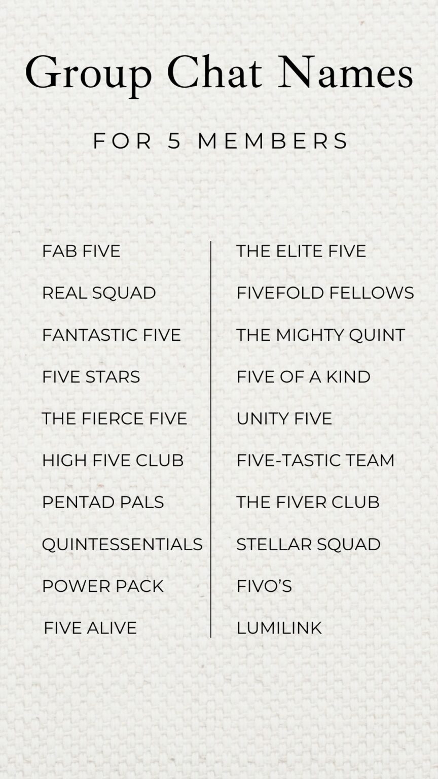 Printable Group Chat Names Lists [With PDF] - Printables Hub