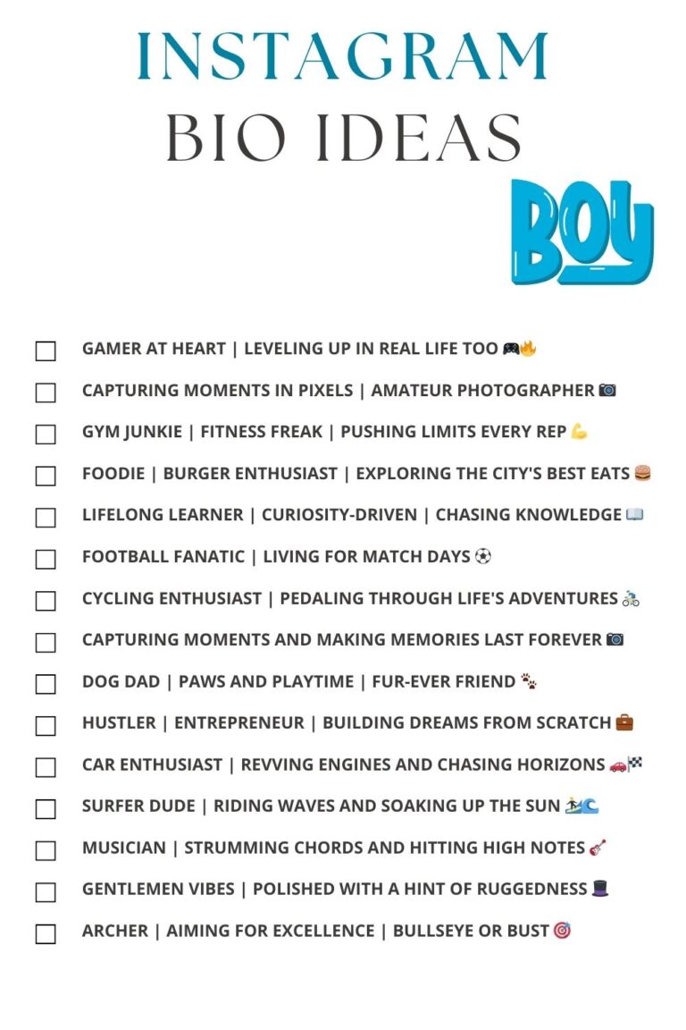 Printable List Of Instagram Bio Ideas - Printables Hub
