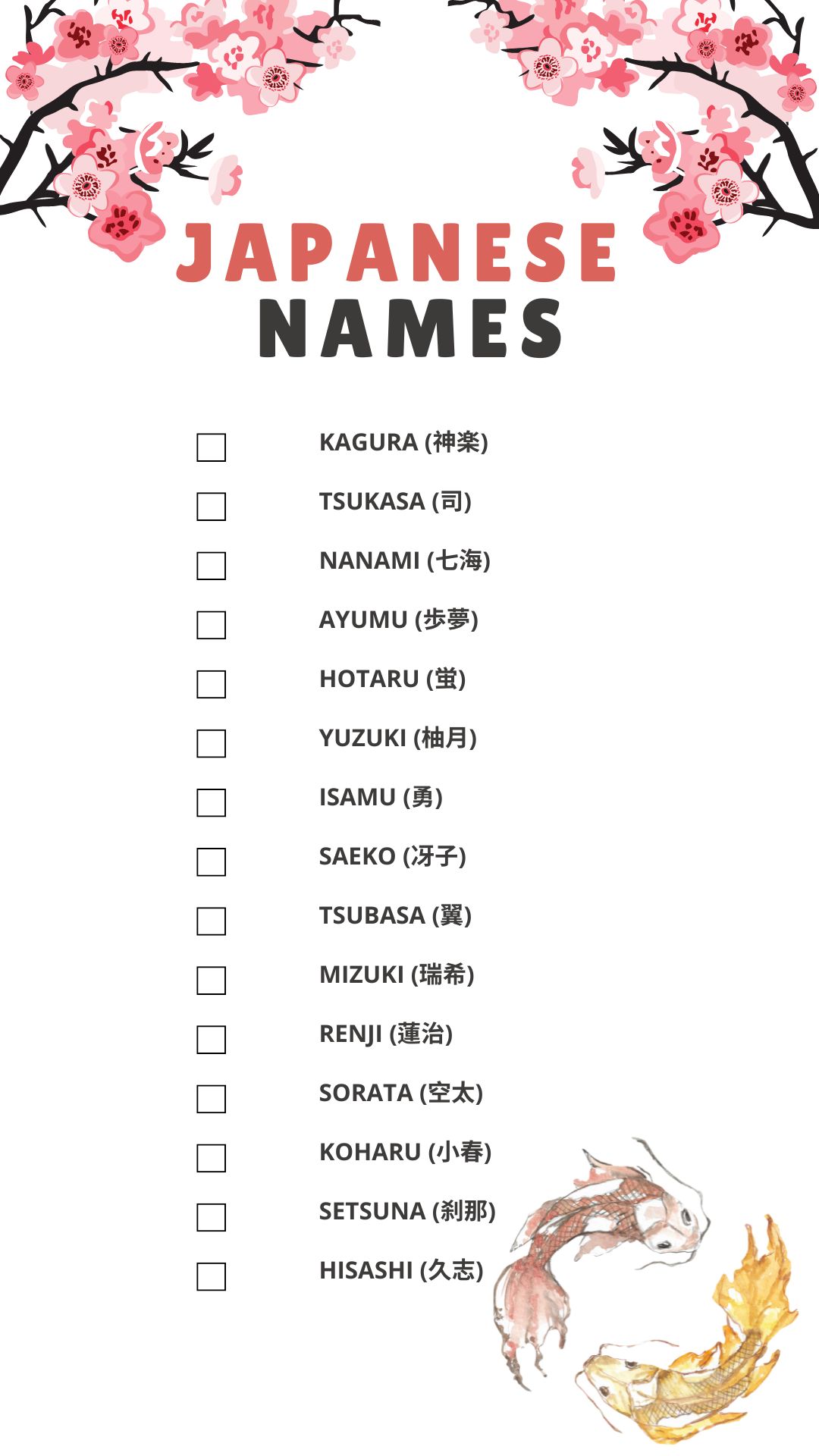 Printable Lists Of Japanese Names - Printables Hub