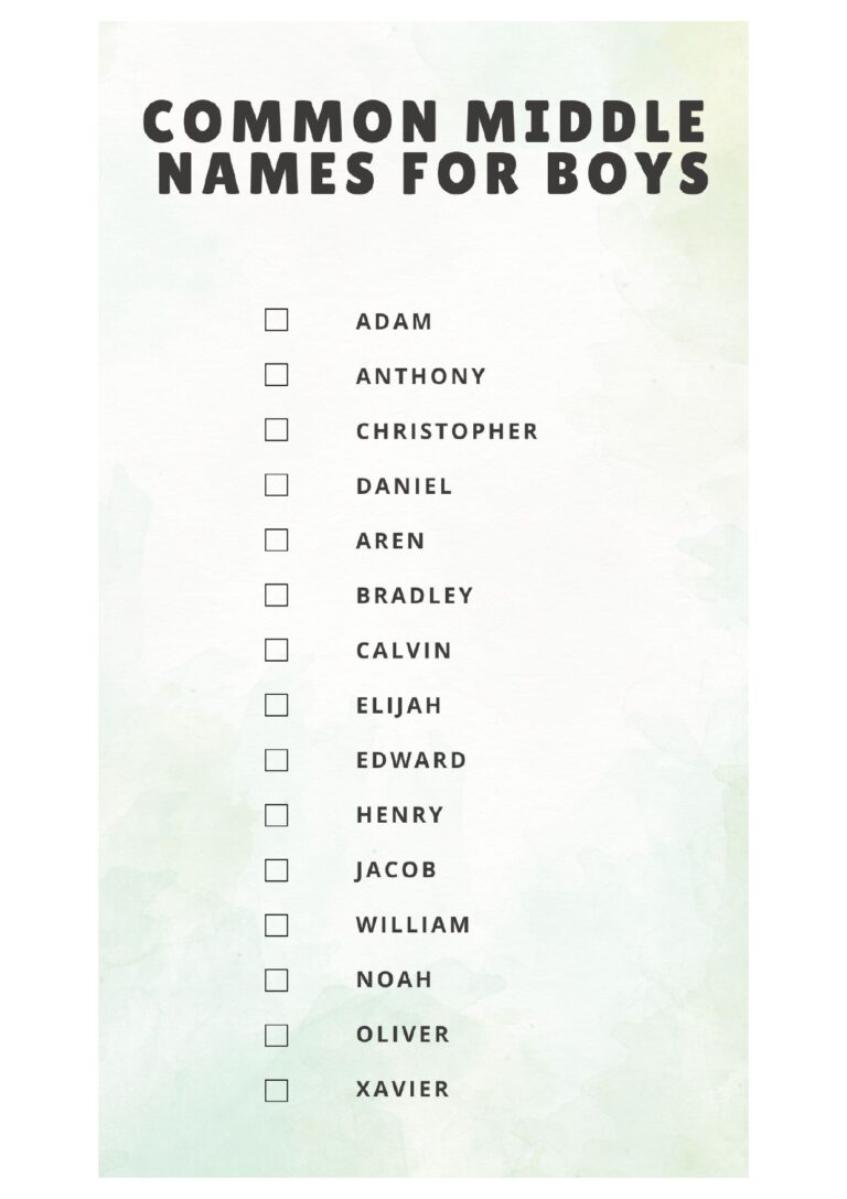 Printable List Of Unique Middle Names [PDF Included] - Printables Hub