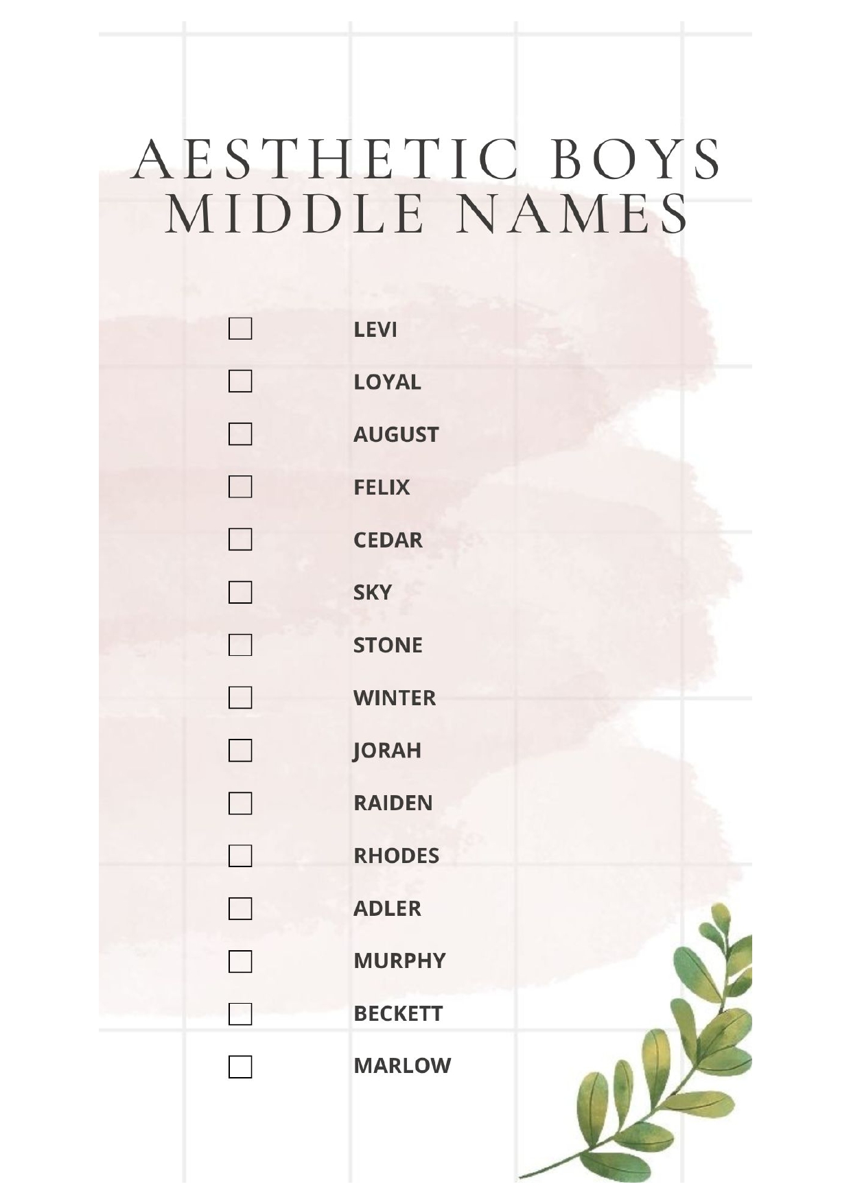 Printable List Of Unique Middle Names [PDF Included] - Printables Hub