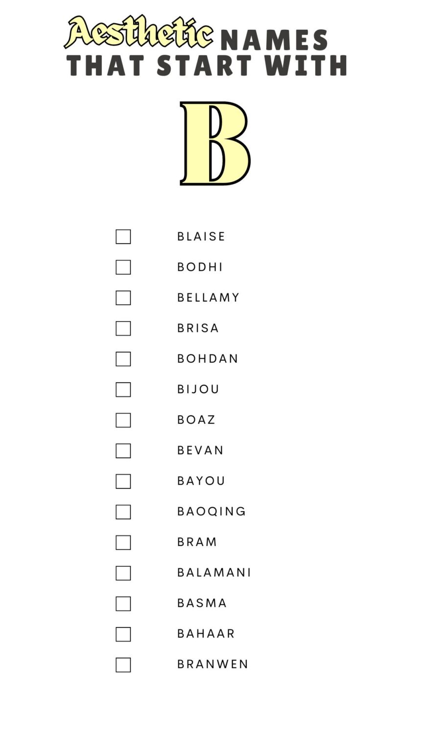 Printable List Of Names Starting With Letter B - Printables Hub